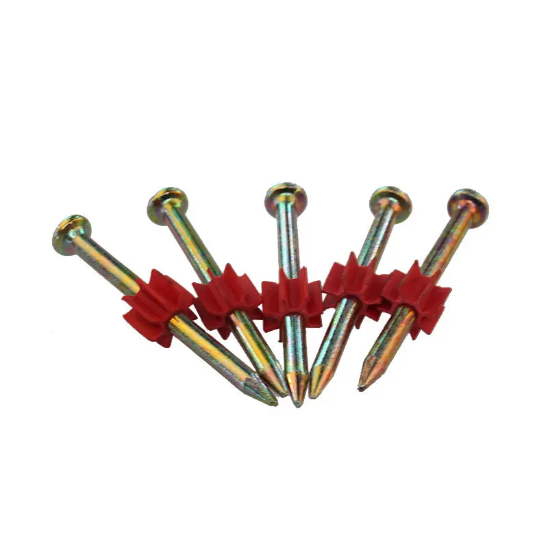 Steel Studs for Concrete - Reliable Drive Pins with Red PVC Washers