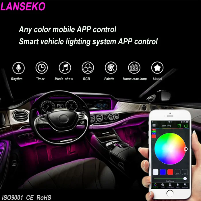 Lansekosmart Rgb Color Led Interior Light Kit Universal Cars Accent ...