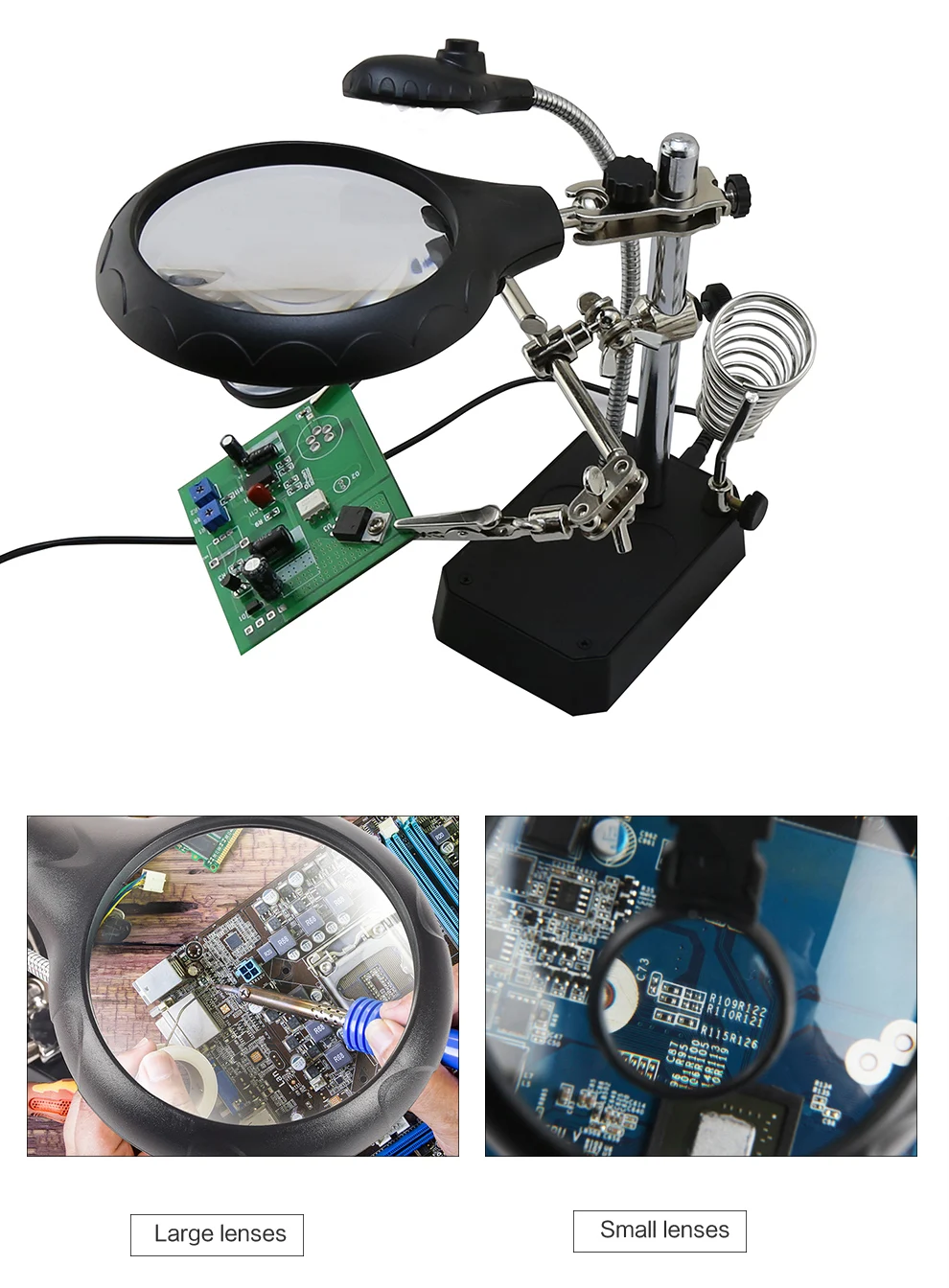 BST-16129C - 5X LED Stand Clips Magnifier for PCB Repair