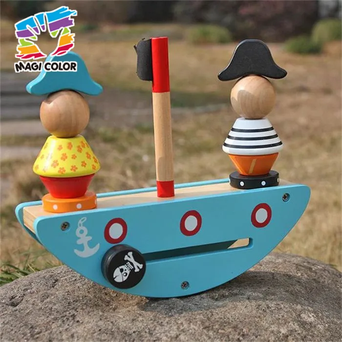 Wholesale Educational Pirate Boat Theme Stacking Blocks Game Wooden ...