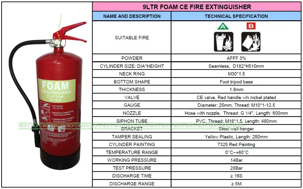 Ce Approved 9ltr Foam 9ltr 3% Afff Foam Fire Extinguisher - Buy Foam ...
