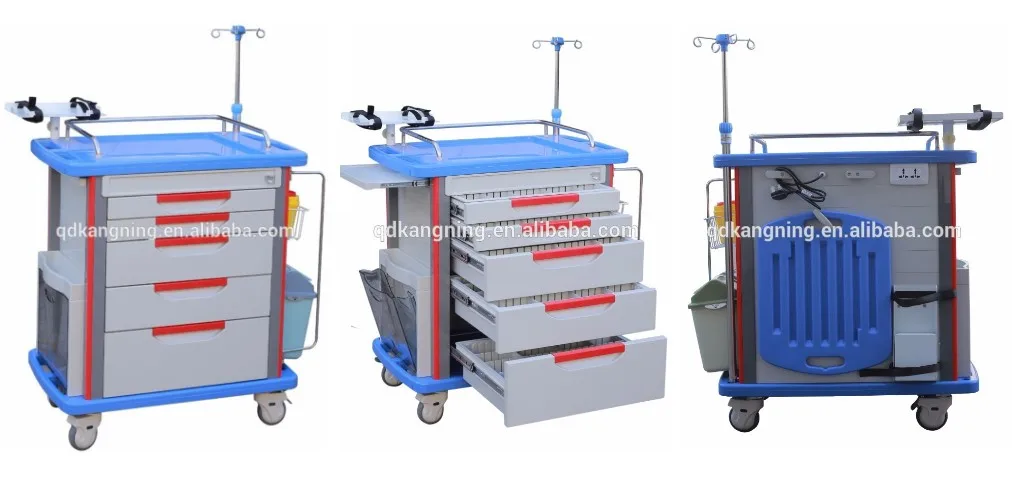 Blue Color Multi Functions Hospital Emergency Crash Cart