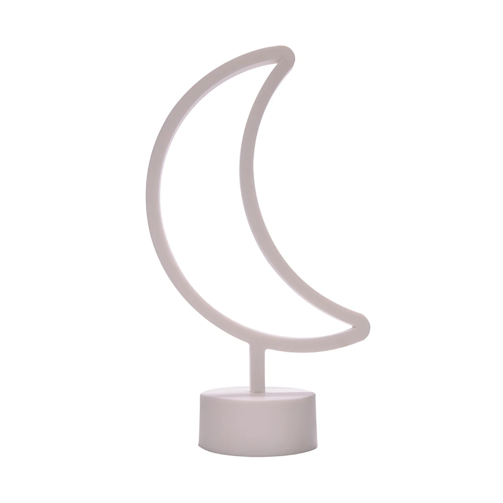 Moon Shape Led Neon Night Light With Base Marquee Sign Lamp Decorative ...