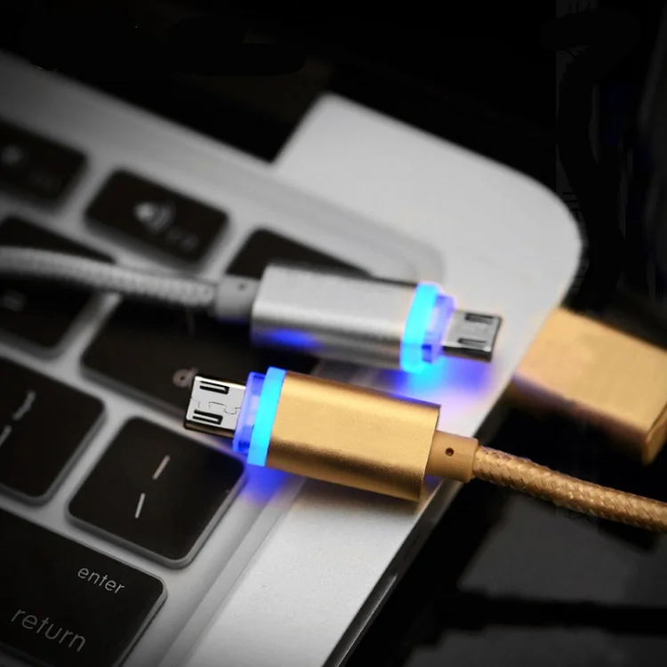 Fast Charging Nylon Braided Micro Usb Data Cable With Led Indicator ...