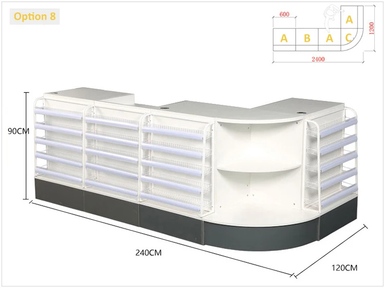 L-shaped Cashier Table - Modern Design for Convenience Store