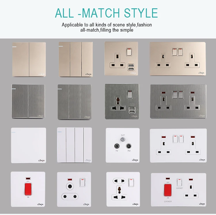 Stainless Double 250v Pc Uk 1 Gang 3 Pin 13a Electrical Plug Wall ...