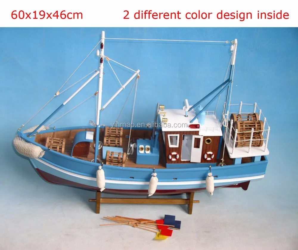 Wooden Shrimp Boat Model,45x14.5x36cm,Grey With Scratched,Classic ...
