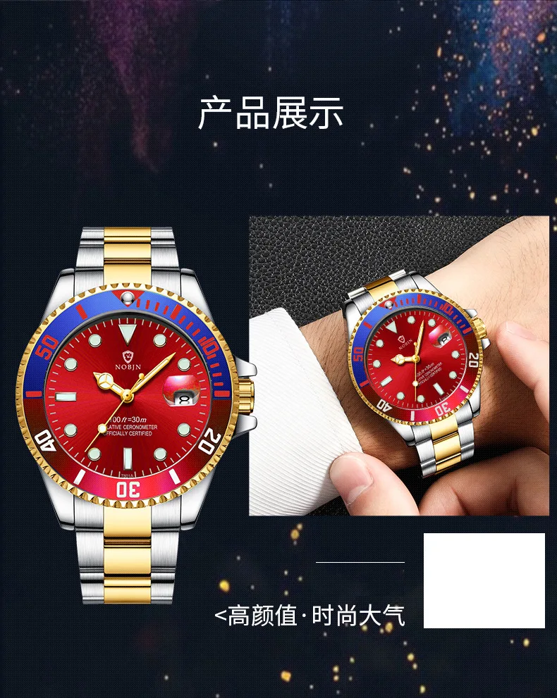 NOBJN T801A Multifunction Men's Business Watch - Custom Logo