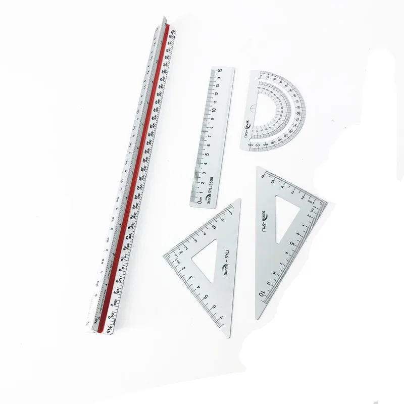 Rulers Steel Scale 1/4 Scale Steel Stainless Triangular Scale Ruler ...