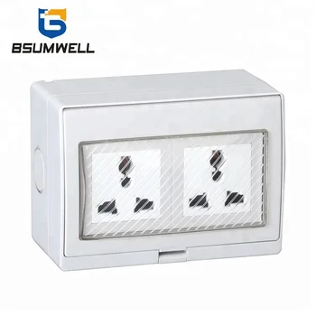 Multi-function Ip55 250vac 10a 13a Electrical Waterproof Wall 2 Gang ...