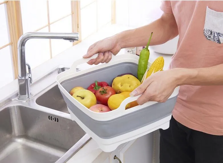 Fruits And Vegetables Washing Bucket Silicone Collapsible Sink - Buy ...