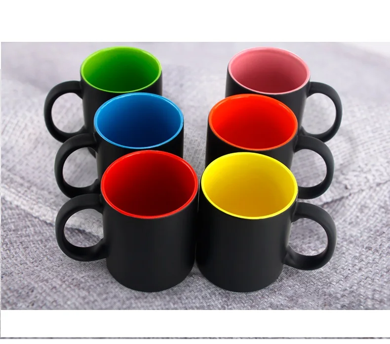 12 Oz Porcelain/ceramic Matte Black Coffee Mug With Custom Logo Outside ...