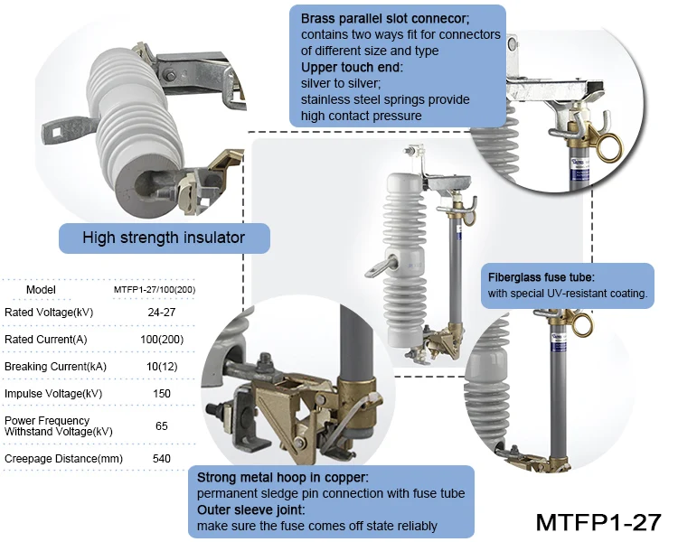 Outdoor 27kv High Voltage 100a Porcelain Holder Fuse Cutout