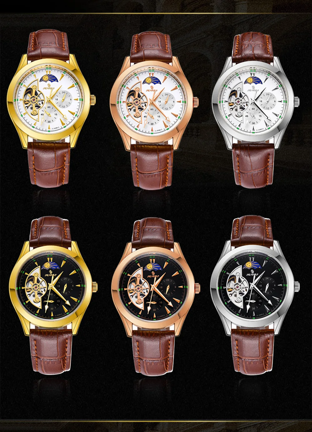 Wholesale Automatic Moon And Stars Showed Chronograph Watch With ...