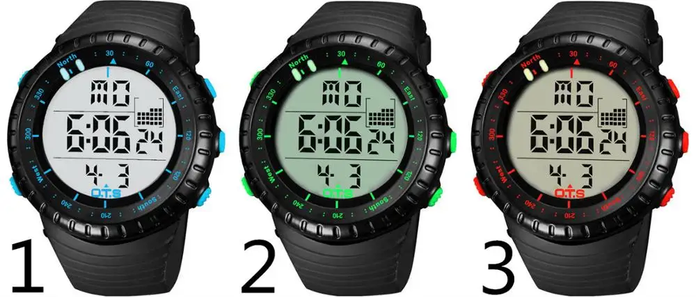 Ots 7005g Men Digital Watch Black Clock Sports Professional Waterproof ...