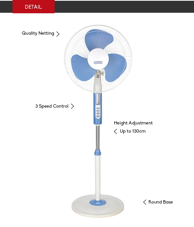 Powerful 16 Inch Industrial Pedestal Fan Best Stand Fan Ventilador Fan ...