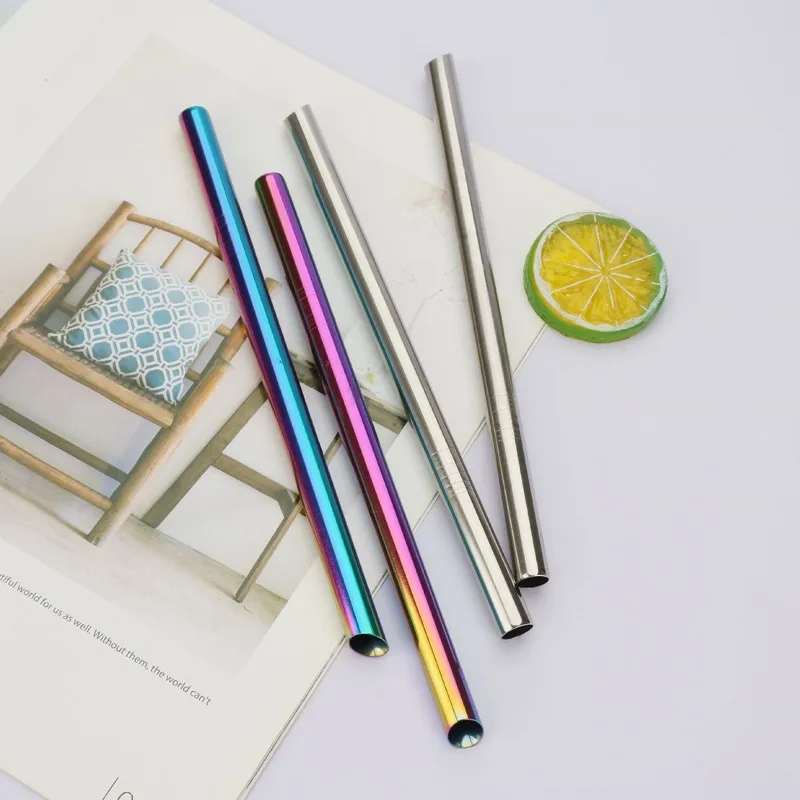 215*12mm Reusable Metal Oblique Incisions Bubble Tea Straw Stainless ...