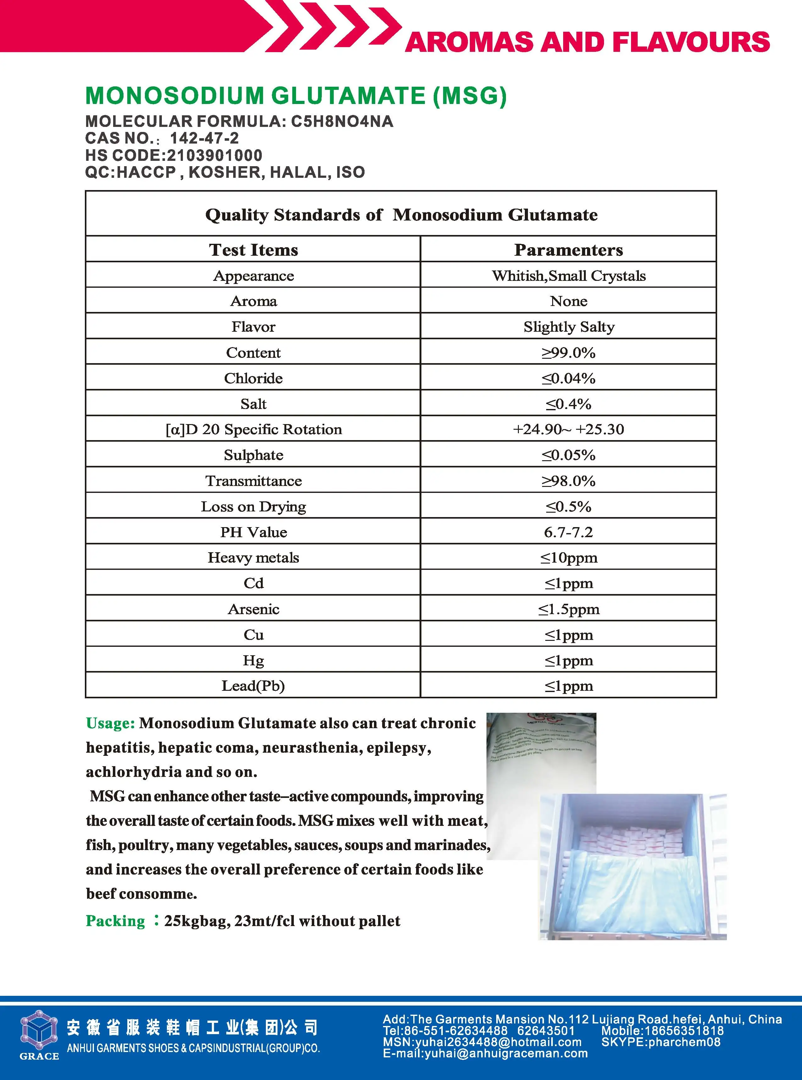 Monosodium Glutamate 99% - Buy Msg 99%,Food Additives,High Quality ...