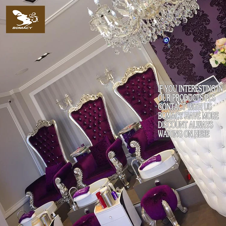 Bomacy Luxury Salon Furniture High Back Purple Fabric Pedicure Chair ...