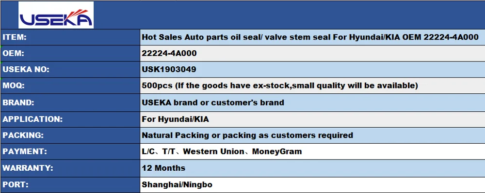 Hot Sales Auto Parts Oil Seal/ Valve Stem Seal For Hyundai/kia Oem ...