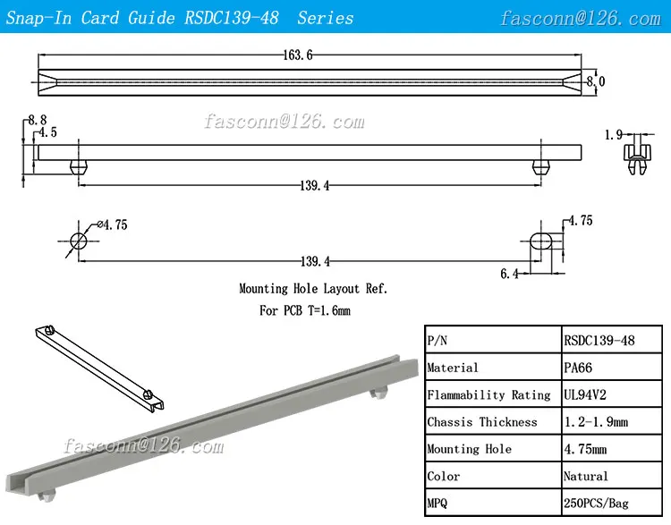 Plastic Vertical Mount PCB Card Guide - Locking & Latched