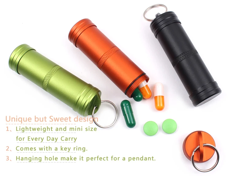 Aluminum Waterproof Capsule Pill Bottle Outdoor Camping Survival Edc ...
