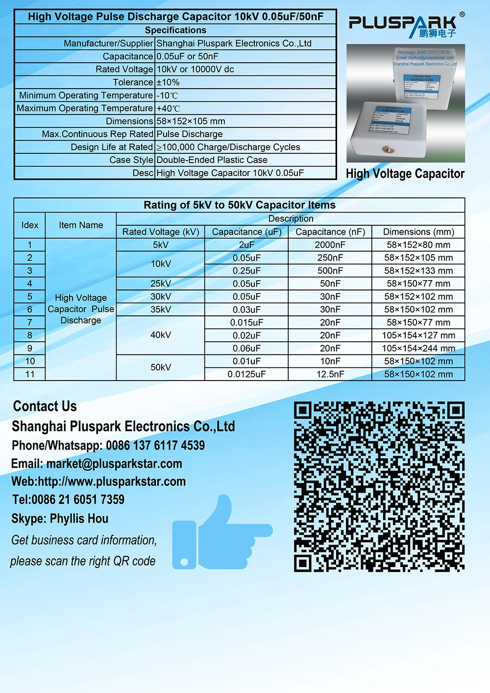 High Voltage Capacitor 10kV 0.05uF Double Ended| Alibaba.com