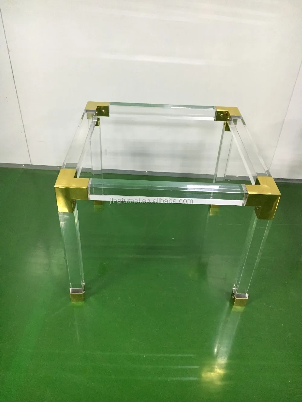 New Arrival Custom Acrylic Coffee Table With Metal Corner Lucite ...