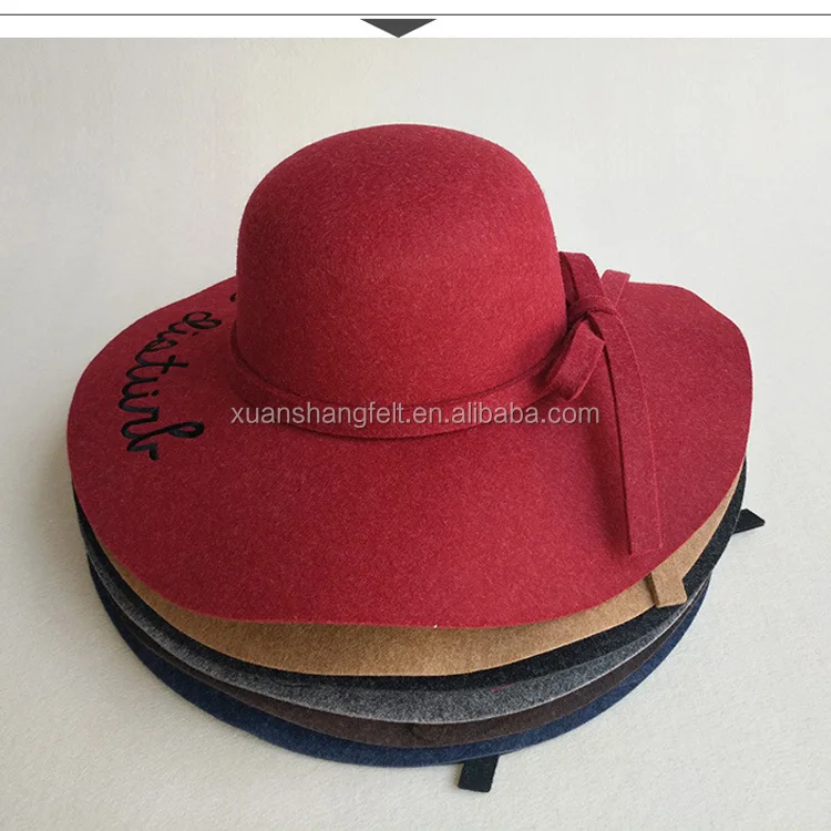 Wide Brim Fashion Handmade Red Felt Hat For Girls - Buy Girls Wool Felt ...