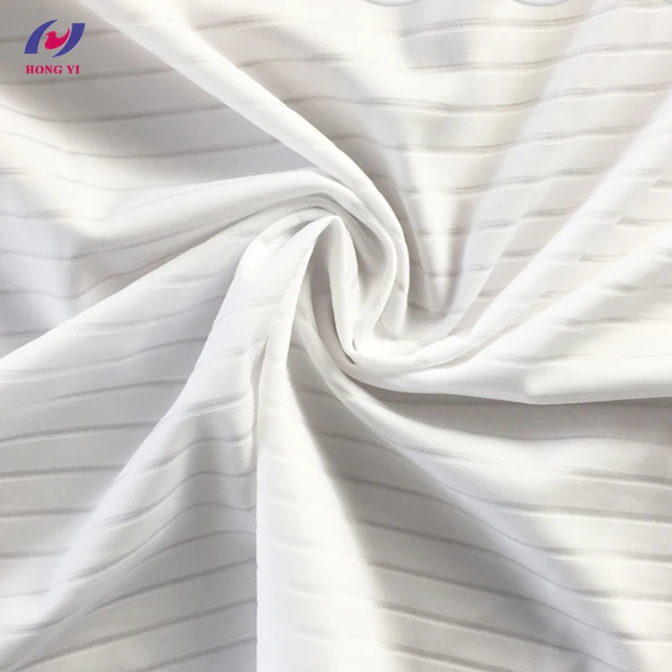 White 4 Way 80% Nylon 20% Spandex Rib Drop Needle Knitted Fabric ...