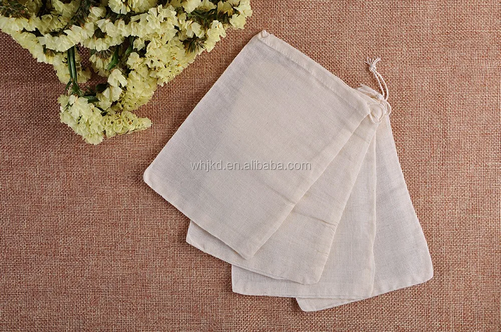 Eco-friendly Reusable Personalised Cotton Mesh Drawstring Bag Cotton ...