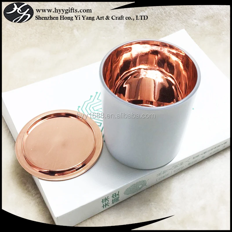 White Glass Candle Jars Rose Gold Inner With Rose Gold Lids - Buy ...