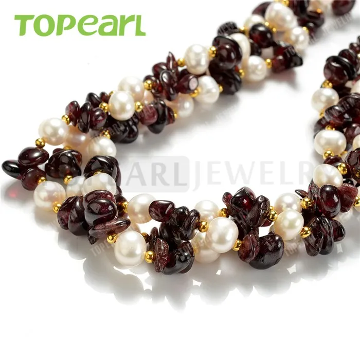 Topearl Jewelry Potato White Freshwater Cultured Pearl Necklace Mixing ...