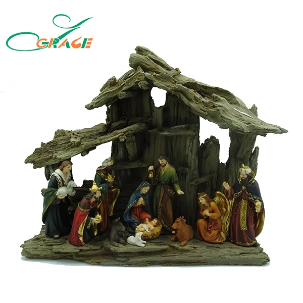Christmas Item Large Polyresin Religious Crib With Led Light - Buy ...