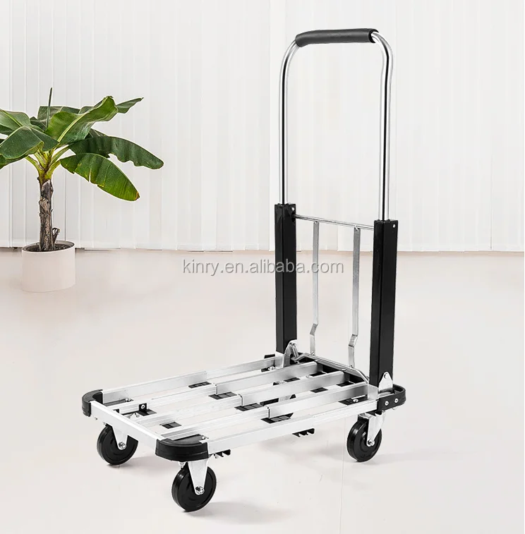 150kg Aluminum 4 Wheels Flatbed Folding Portable Trolley Small Trailer ...
