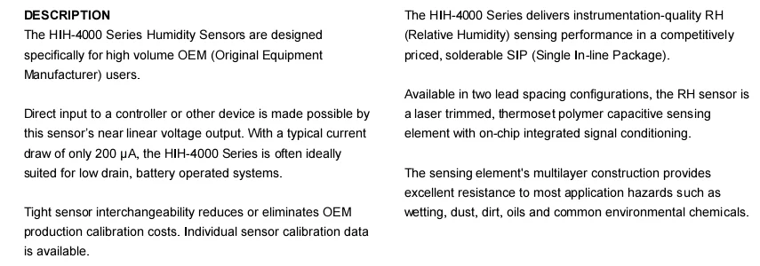 Fast Response Humidity Sensor Integrated For Refrigeration Equipment ...