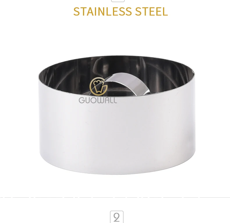 8cm Stainless Steel Round Shaped Mousse Cake Mould Ring With Pusher ...