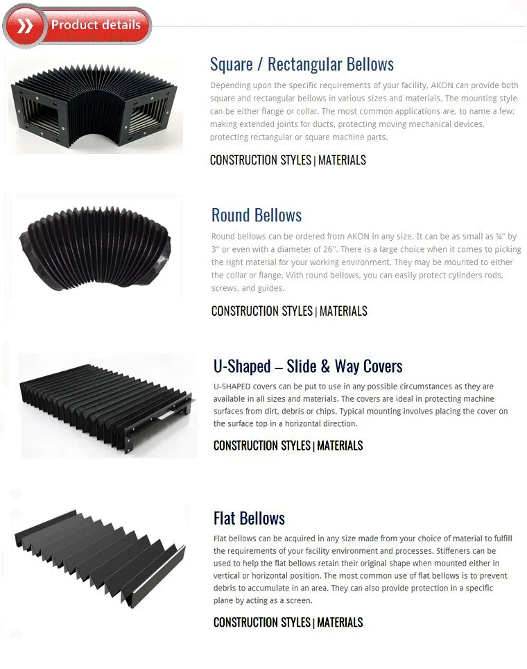 Protection Telescopic Shield Square Bellows Covers From Machine Tool ...