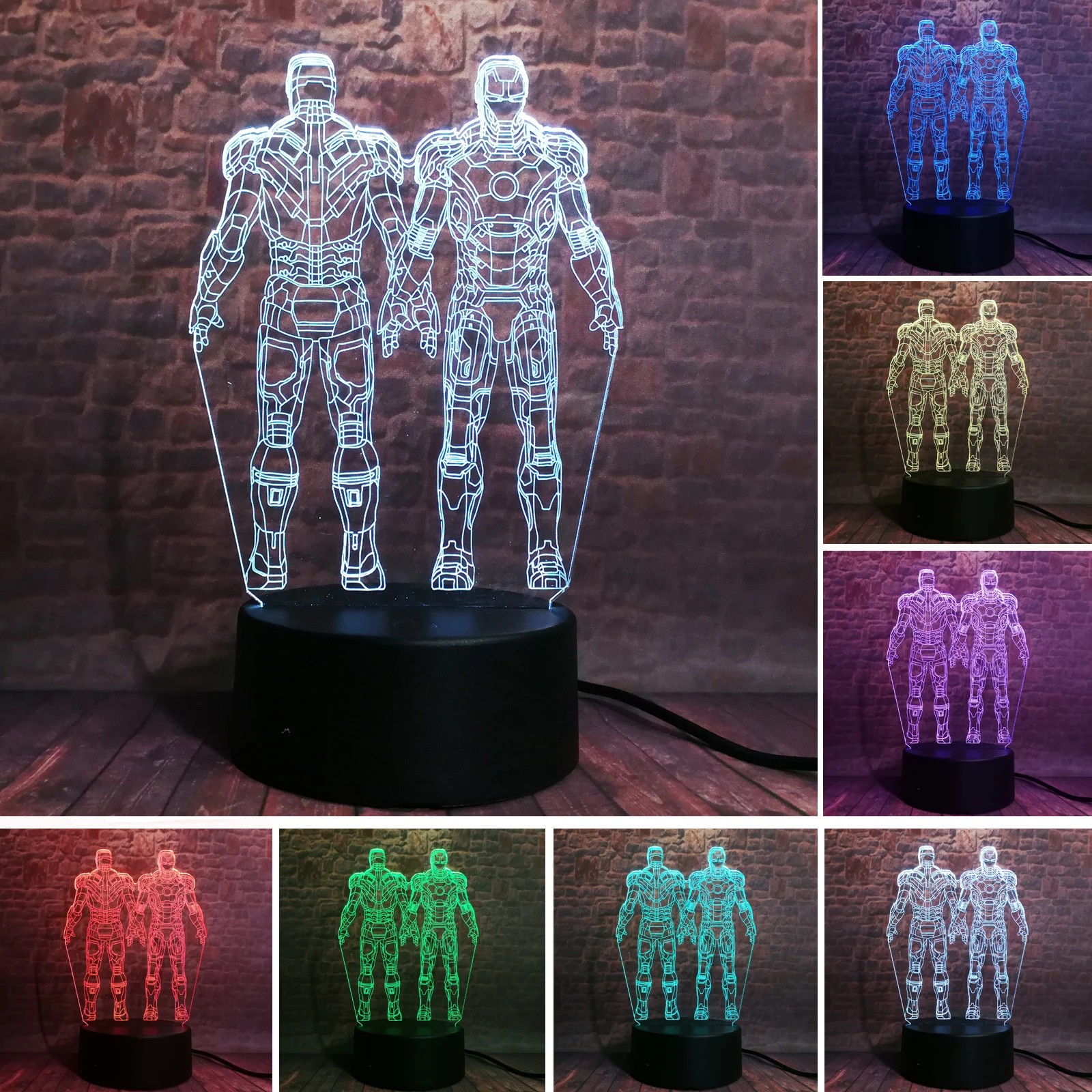 Marvel Avengers Legends 3d Art Iron Man Mask Hero Figure Night Light 7 ...