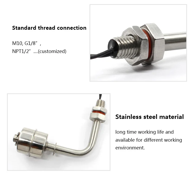 Single Float Curved Stainless Steel Liquid Level Sensor Horizontal ...