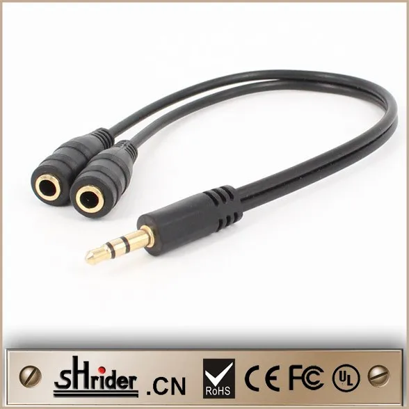 3.5mm Mini Jack Audio Stereo Splitter Cable 1 Male To 2 Female Wire ...
