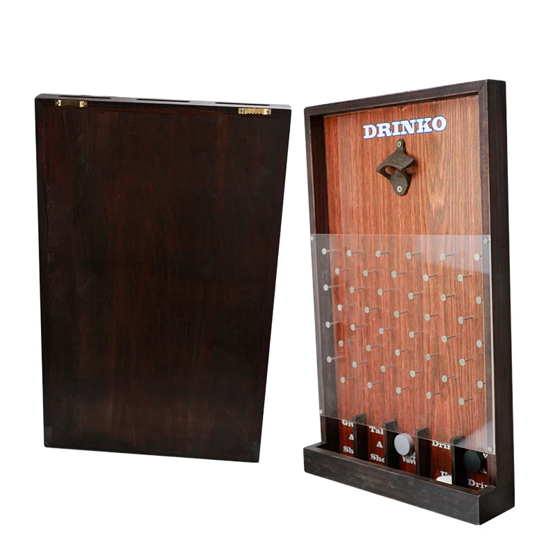 Plinko Gambling - Fun Drinking Game Set with Wooden Plinko