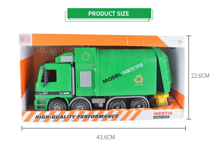 Friction Powered Car Recycling Garbage Truck Toy Wth Trash Can - Buy ...