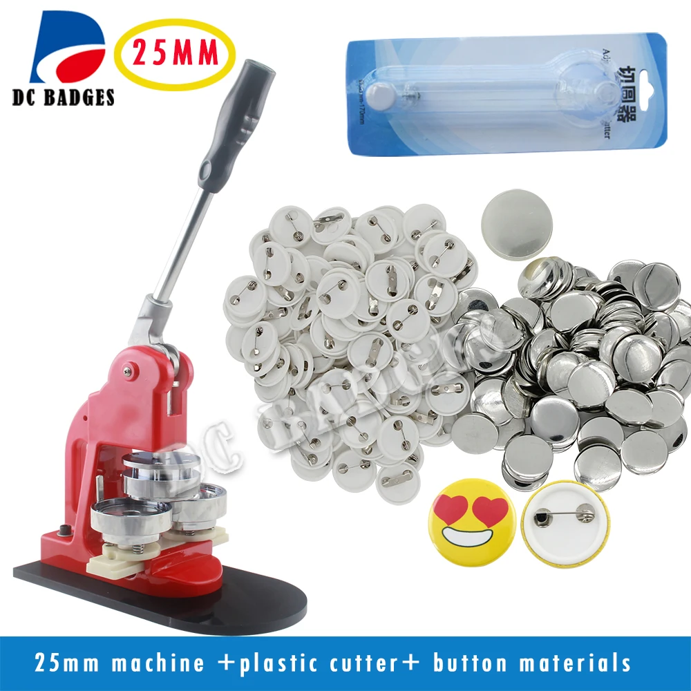 1 "(25 Mm)button Machine + Adjust Plastic Cutter + 2000 Sets Pin Button ...