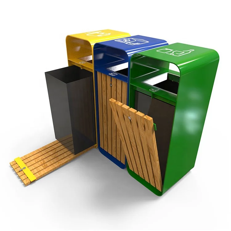 Outdoor Park 3 Compartment Bin - Intelligent Recycling