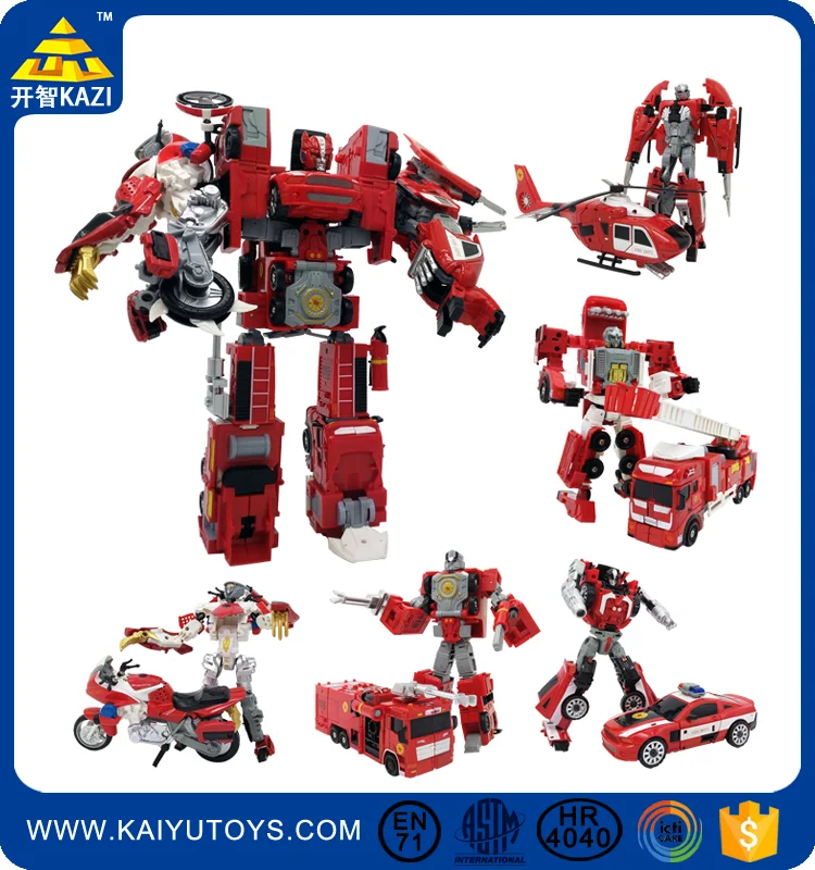 Five-in-one Diecast Truck Robot Fire Truck Matel Rescue Robot Transform ...