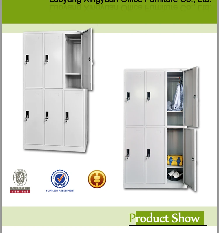 Metal School Furniture Dormitory Locker 6 Door Steel Wardrobe With Lock ...