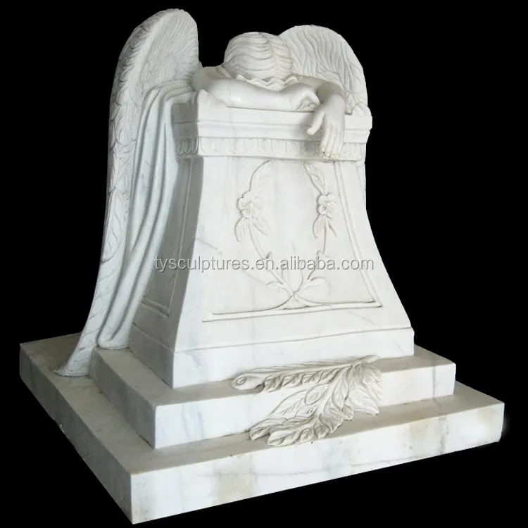 Marble Crying Angel Statue - Hand-Carved Weeping Angel for Cemetery ...