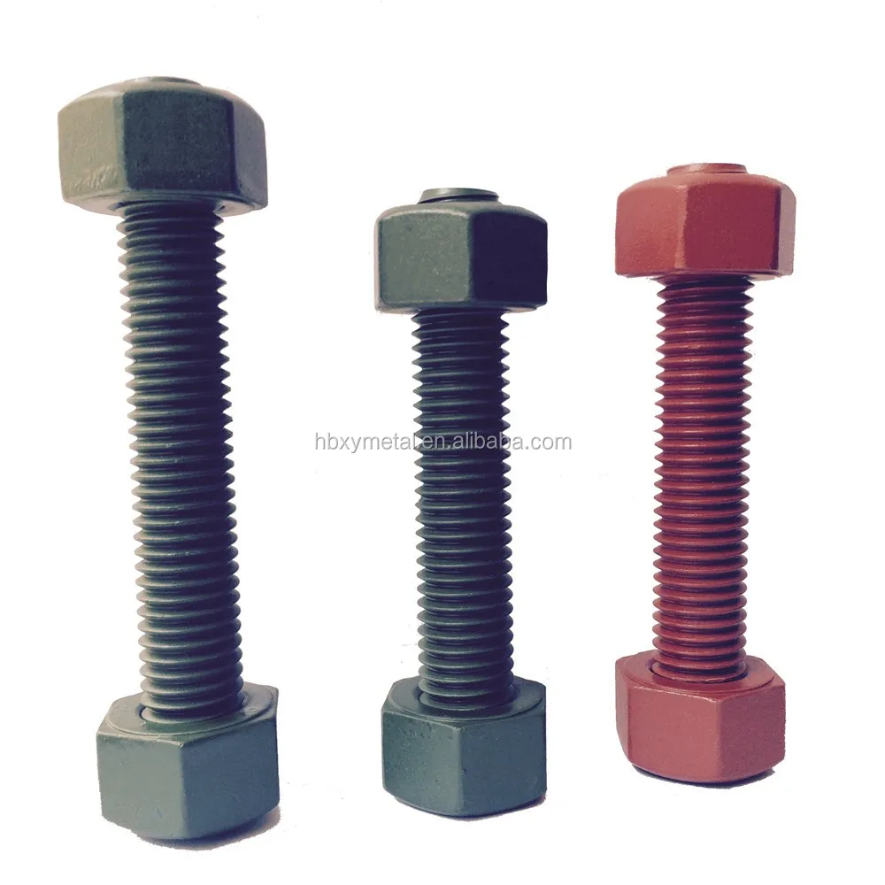 B7 B16 Xylan Teflon Coating Stud Bolt With 2h Or Grade 4 Nut And Washer ...