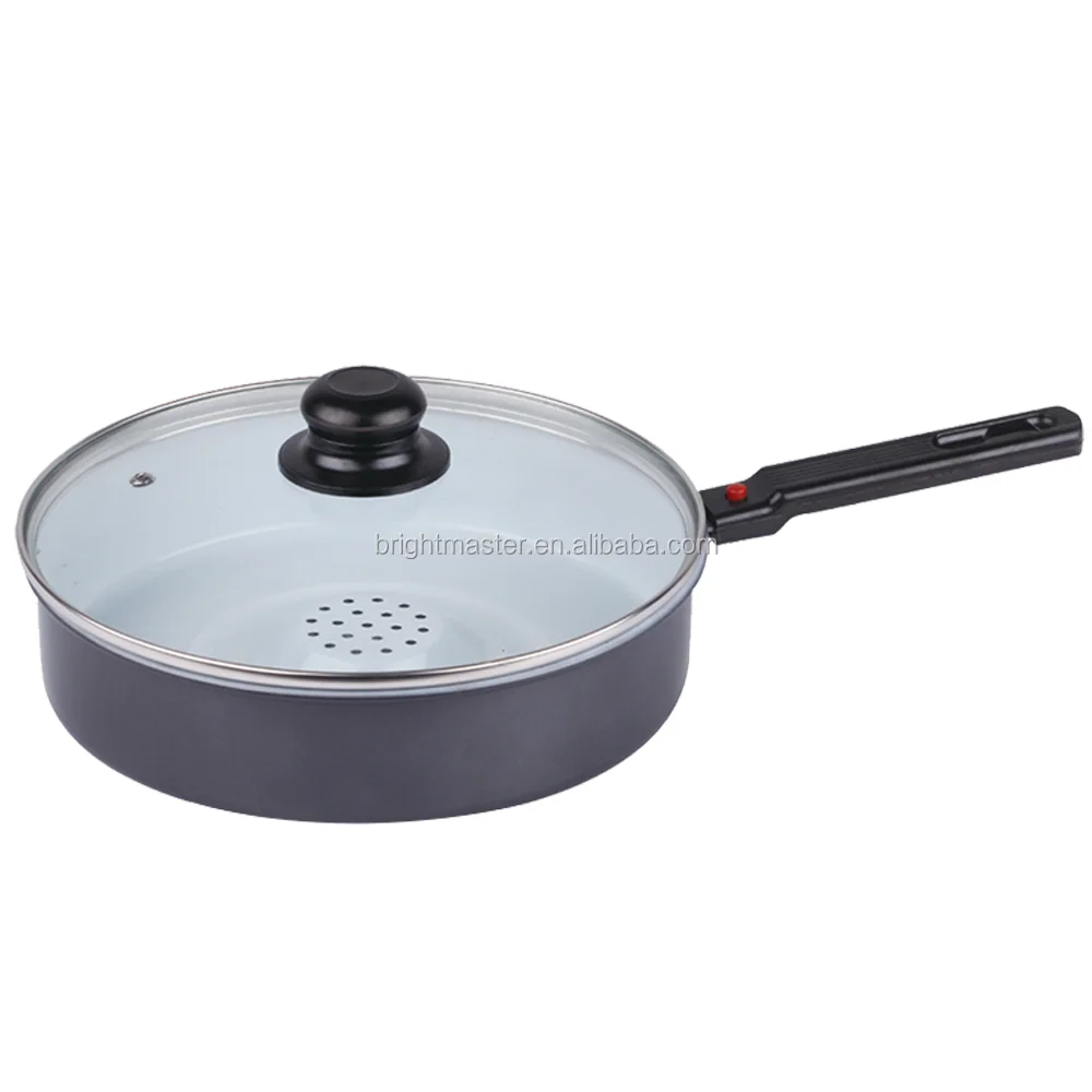 Ceramic Dry Frying Pan With Glass Lid - Buy Detachable Handle Dry ...